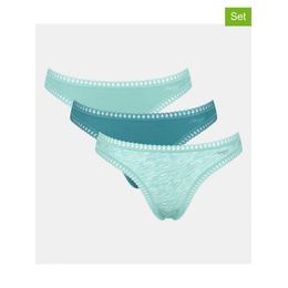 Sloggi 3er-Set: Strings ''Crush'' in T&uuml;rkis/ Petrol - 45% | Gr&ouml;&szlig;e L | Damen-unterteile