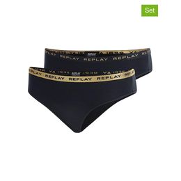 Anson Replay Underwear 2er-Set: Slips in Schwarz/ Gold - 43% | Gr&ouml;&szlig;e M | Damen-unterteile