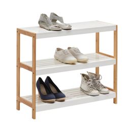 Xora Schuhregal, Braun, Wei&szlig;, Holz, Holzwerkstoff, Bambus, massiv, 70x58.5x26 cm, Typenauswahl, Garderobe, Schuhaufbewahrung, Schuhregale