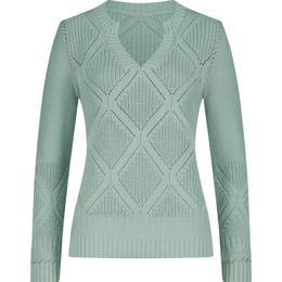 CR&Eacute;ATION L Damen Ajourpullover mit Kontrast-Ziern&auml;hten kalkmint Gr&ouml;&szlig;e 40