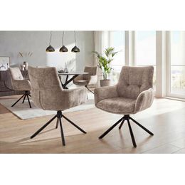 Riess Ambiente Drehbarer Stuhl SIGNATURE taupe Vogue Velours Samt Taschenfederkern schwarz Metall Polsterstuhl Riess-Ambiente Esszimmerstuhl K&uuml;chenstuhl