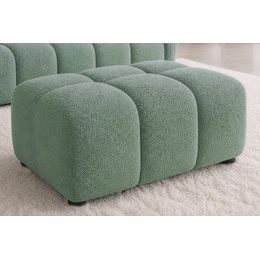 Riess Ambiente Moderner Hocker CLOUD 100cm salbei Boucl&eacute; Federkern Fu&szlig;hocker Sitzhocker Riess-Ambiente