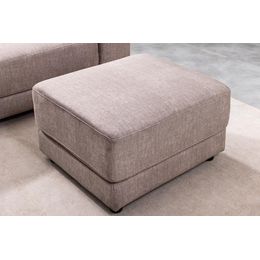 Riess Ambiente Moderner Hocker LOFT 75cm taupe Vogue Velours Samt Nosagfederung Taschenfederkern Riess-Ambiente