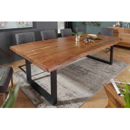 Riess Ambiente Massivholz Esstisch MAMMUT 240cm Akazie U-Gestell schwarz Baumkante 6cm Tischplatte Baumtisch Riess-Ambiente Konferenztisch Esszimmertisch...
