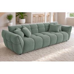 Riess Ambiente XXL Sofa CLOUD 260cm salbei Boucl&eacute; Bigsofa Federkern inkl. Kissen Riess-Ambiente Wohnzimmer Modern Skandinavisch