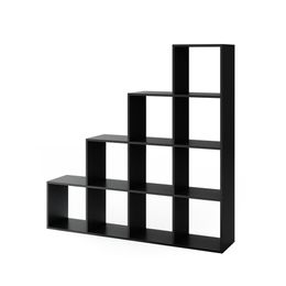 VICCO Treppenregal, Schwarz, Holzwerkstoff, 10 F&auml;cher, Rechteckig, 142.5x140x29 cm, Wohnzimmer, Raumteiler & Paravents, Raumteiler