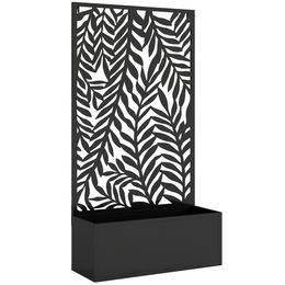 Outsunny Pflanzkasten, Schwarz, Metall, 20 L, 23x113x61 cm, Gartenzubeh&ouml;r, Hochbeete