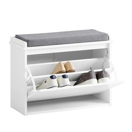 sobuy Schuhschrank, Wei&szlig;, Holzwerkstoff, 62x46x26 cm, Garderobe, Garderobenb&auml;nke, Schuhb&auml;nke