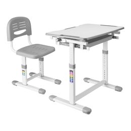[en.casa] Kinderschreibtisch-Set, Grau, Wei&szlig;, Holzwerkstoff, Metall, Kunststoff, 1-Sitzer, 1 Schubladen, Rechteckig, 66.5x54x47.5 cm, Arbeitszimmer, Schreibtische, Jugend- & Kinderschreibtische