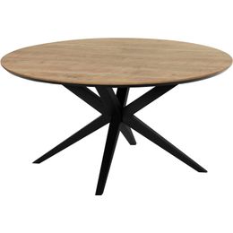 Esstisch OMG DESIGN "Wellington", mango, schwarz, mango, B:140cm H:77cm T:140cm, Tische, Esstisch, Hochwertige Melamin-Tischplatte mit Metallgestell
