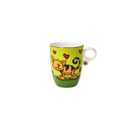 Tasse Goebel "Ed Heck - Love Cat", bunt, B:9cm H:11cm, Fine China-Porzellan, Trinkgef&auml;&szlig;e, Tasse, F&uuml;llmenge 0,4l