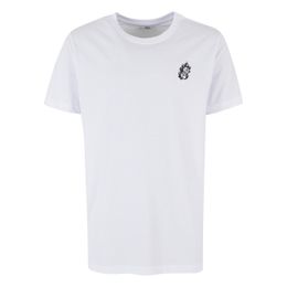 T-Shirt MisterTee "MisterTee Herren Dice Fire EMB Tee", Jungen, Gr. M, wei&szlig;, 100% Baumwolle, unifarben, normal, Rundhals, Shirts T-Shirt
