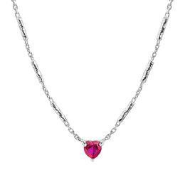 Kette mit Anh&auml;nger Firetti "Schmuck Geschenk Silber 925 Halsschmuck Halskette Herz", silberfarben, rot, Halsketten, Damen, Silber 925 (Sterlingsilber), L: 45 B: 1,2mm, mit Zirkonia (synth.), B:1,2mm
