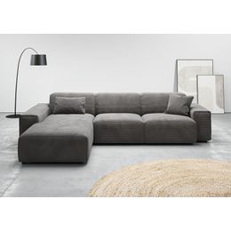 Ecksofa Home Affaire "Glimminge auch in Breitcord, Feincord, Boucl&eacute; + Easy care-Bezug", grau (dunkelgrau), B:294cm H:71cm T:191cm, 12% Polyaxryl, 88% Polyester, Sofas, Ecksofa, L-Form, Breite 294, Zierkissen