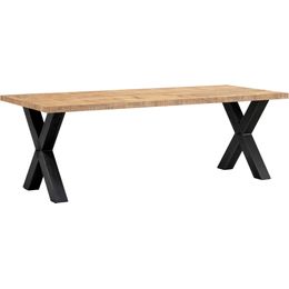 Esstisch OMG DESIGN "Formula", mango, schwarz, mango, B:240cm H:77cm T:100cm, Tische, Esstisch, Hochwertige Melamin-Tischplatte mit Metallgestell