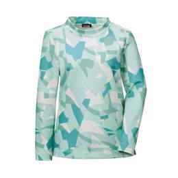 Kurzarmshirt GOLDNER "Sweatshirt", Damen, Gr. 48, gr&uuml;n (salbei, gemustert), Obermaterial: 70% Viskose CV. 25% Polyester PES. 5% Elasthan EL., Gerade, Shirts, Ottomanoptik