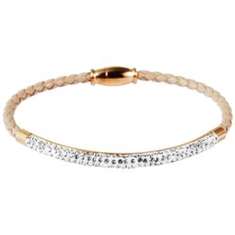 Adelia&acute;s Armband ADELIA&acute;S "Armband &ndash; Lederarmband aus Leder mit Strass Steinchen 19 cm", silber, Armb&auml;nder, Damen, 19cm, Leder, Armband, Perfekt als Geschenk zum Muttertag