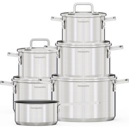 Topf-Set Hanseatic "DAILY", silber (silberfarben), T&ouml;pfe, mit Antihaftbeschichtung, f&uuml;r alle Herdarten, Induktion