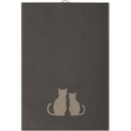 Geschirrtuch Ross "Katzenduett 3er-Pack", anthrazit, beige, B:18cm H:4cm L:27cm T:4cm, 100% Baumwolle, Geschirrt&uuml;cher, Geschirrtuch