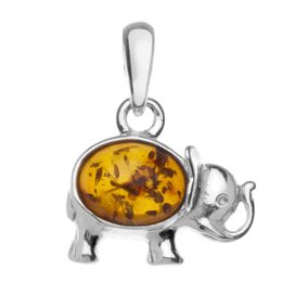 Kettenanh&auml;nger OSTSEE-SCHMUCK "- Elefant - Silber 925/000 - Bernstein" Gr. 22, silber (silber 925, silberfarben, wei&szlig;), Schmuckanh&auml;nger, Damen, Silber 925 (Sterlingsilber), Kettenanh&auml;nger