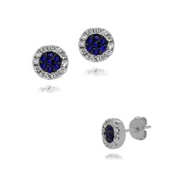 Paar Ohrstecker Firetti "Schmuck Geschenk Silber 925 Ohrschmuck Glitzer", bunt (silberfarben, wei&szlig;, blau, wei&szlig;, blau), Ohrringe, Damen, 6,5mm, Silber 925 (Sterlingsilber), Made in Germany - mit Zirkonia (synth.)