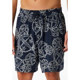 Pyjamashorts Schiesser "Schiesser 150 Years", Herren, Gr. 50, N-Gr, bunt (multicolor 2), Single Jersey, Obermaterial: 100% Baumwolle, bequem kniefrei, Hosen, seitliche Taschen, Allover-Druck, Baumwolle