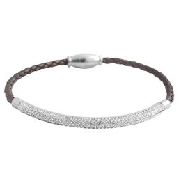 Adelia&acute;s Armband ADELIA&acute;S "Armband &ndash; Lederarmband aus Leder mit Strass Steinchen 19 cm", braun (grau), Armb&auml;nder, Damen, 19cm, Leder, Armband, Ein kleines Geschenk mit gro&szlig;er Wirkung