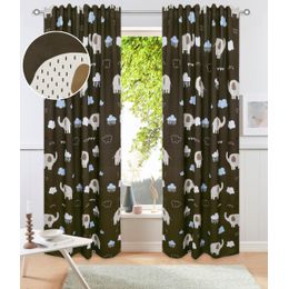 Gardine OTTO HOME "Maurrice", braun, B:130cm H:225cm, Polyester, Gardinen, Gardine, Blickdicht, Multifunktionsband, Pflegeleicht, Elefanten Design