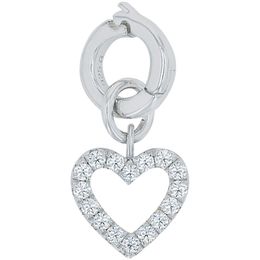 Charm Herz Amor "2038516", silber (silberfarben, kristallwei&szlig;, kristallwei&szlig;), Charms, Damen, Silber 925 (Sterlingsilber), mit Zirkonia (synth.)