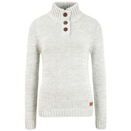 Strickfleece-Pullover oxmo "Strickpullover OXPhiklicita", Damen, Gr. XL, grau (lig grau m), Obermaterial: 100% Baumwolle CO., Pullover