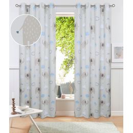 Gardine OTTO HOME "Maurrice", grau (creme), B:130cm H:145cm, Polyester, Gardinen, Gardine, Blickdicht, &Ouml;sen- Aufh&auml;ngung, Pflegeleicht, Elefanten Design
