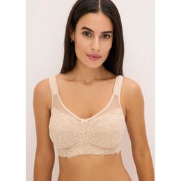 Entlastungs-BH bonprix, Damen, Gr. 85, Cup E, kreidebeige, Obermaterial: 86% Polyamid, 14% Elasthan. Einsatz: 100% Polyamid. Futter: 100% Baumwolle, BHs Entlastungs-BH, mit gepolsterten Tr&auml;gern, mit verstellbarem Verschluss
