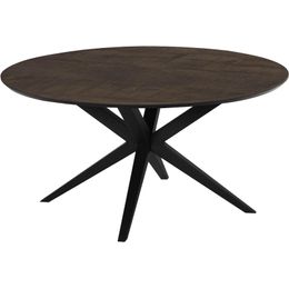 Esstisch OMG DESIGN "Wellington", schwarz mango, schwarz, schwarz mango, B:140cm H:77cm T:140cm, Tische, Esstisch, Hochwertige Melamin-Tischplatte mit Metallgestell