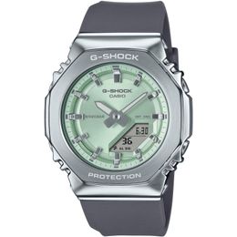 Chronograph Casio G-SHOCK, grau (grau, mintgr&uuml;n), Armbanduhren, Damen, Chronograph, Quarzuhr, Armbanduhr, Damenuhr, Herrenuhr, Stoppfunktion, Resinband
