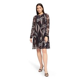 Chiffonkleid Betty Barclay "Damen langarm", Damen, Gr. 36, Normalgr&ouml;&szlig;en, taupe, schwarz, Obermaterial: 95% Polyester, 5% Elasthan. Besatz: 95% Polyester, 5% Elasthan. Futter: 95% Viskose, 5% Elasthan, Basic schmal kurz, Rundhals, Kleider Chiffonkleid