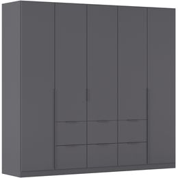 Dreht&uuml;renschrank OTTO HOME "Kleiderschrank Schrank Garderobe AGORDO mit Dekor- oder Hochglanzfront", grau (graumetallic), Schr&auml;nke, B/H/T: 226cm x 229cm x 54cm, Griffe Graumetallic, Holzwerkstoff, Dreht&uuml;renschrank, mit Au&szlig;enschubk&auml;sten, Serie in 7 Breiten und 2 H&ouml;hen MADE IN GERMANY, B:226cm H:229cm T:54cm