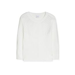 Madeleine Mode Longpullover MADELEINE "Pullover Schmaler Rippstrickpullover, Baumwollmix", Damen, Gr. 48, wei&szlig; (wollwei&szlig;), Obermaterial: 72% Viskose CV. 28% Polyester PES., Modern, figurbetont, Pullover Longpullover
