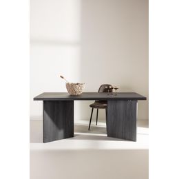 Esstisch VENTURE HOME "Bassholmen, rechteckiger Esstisch, 180 &times; 90 cm", grau (schwarz, schwarz), B:90cm H:75cm T:90cm, Tische, Esstisch, Esszimmertisch, MDF, rechteckig, einheitlich, einladend, robust