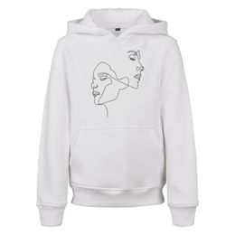 Kapuzensweatshirt MisterTee "MisterTee Damen Kids One Line Fit Hoody", M&auml;dchen, Gr. 134/140, wei&szlig;, 65% Baumwolle, 35% Polyester, unifarben, Rundhals, Sweatshirts