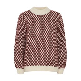 Strickpullover Ichi "Strickpullover IHKAMARA", Damen, Gr. L, rot (port royale), Obermaterial: 52% Polyacryl PAN. 30% Polyester PES. 15% Alpaka WP. 3% Elasthan EL., Pullover Strickpullover