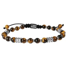 Adelia&acute;s Gliederarmband ADELIA&acute;S "Armband &ndash; Kugelarmband aus Edelstahl mit Tigerauge 19,5 cm", braun (silber), Armb&auml;nder, Herren, 20cm, Edelstahl, Gliederarmband, Ideal als Geschenk &ndash; dezent und elegant