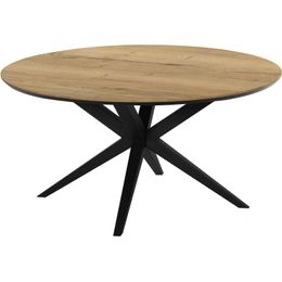 Esstisch OMG DESIGN "Wellington", natur, schwarz, natur, B:150cm H:77cm T:150cm, Tische, Esstisch, Hochwertige Melamin-Tischplatte mit Metallgestell