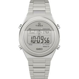 Digitaluhr Timex "CONTINENTAL Q80", silber (silberfarben), Armbanduhren, Herren, Digitaluhr, Quarzuhr, Armbanduhr, Herrenuhr,Edelstahlarmband,analog