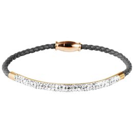 Adelia&acute;s Armband ADELIA&acute;S "Armband &ndash; Lederarmband aus Leder mit Strass Steinchen 19 cm", grau, Armb&auml;nder, Damen, 19cm, Leder, Armband, Ein kleines Geschenk mit gro&szlig;er Wirkung