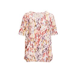 Druckbluse GOLDNER "Farbbrillante Druckbluse mit liebevollen Details", Damen, Gr. 42, bunt (bunt, gestreift), Obermaterial: 100% Viskose CV., normal, Rundhals, Sonstiges, Blusen Druckbluse, Ohne