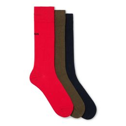 Businesssocken HUGO UNDERWEAR "3P RS UNI CC", Herren, Gr. 43-46, bunt (open miscellaneous 960), Baumwollmischung, gemustert, elastisch, Socken, mit kontrastfarbenen HUGO Logo-Schriftzug