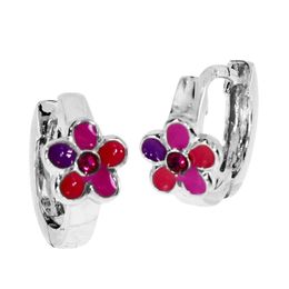 Klappcreolen OSTSEE-SCHMUCK "- Blume - Silber 925/000 -" Gr. 13, lila, Ohrringe, Damen, 13, Klappcreolen