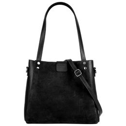 Shopper FORTY, Damen, Gr. B/H/T: 31cm x 27cm x 9cm onesize, schwarz, Leder, unifarben, Taschen Shopper, echt Leder, Made in Italy