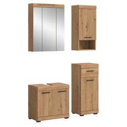 Badm&ouml;bel-Set Welltime "SIENA, 4 teilig, bestehend aus:", artisan eiche nachbildung, B/H/T: 112cmcm x 191cmcm x 34cmcm, Kastenm&ouml;bel-Sets, Badm&ouml;bel-Set, Waschbeckenunterschrank, Spiegelschrank, Unterschrank, H&auml;ngeschrank