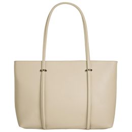 Shopper CLUTY "FLIORI", Damen, Gr. B/H/T: 42cm x 27cm x 11cm onesize, beige, Leder, leicht gl&auml;nzend, unifarben, Taschen Shopper, echt Leder, Made in Italy